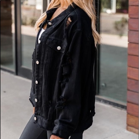 PacSun | Jackets & Coats | Distressed Black Denim Jacket | Poshmark